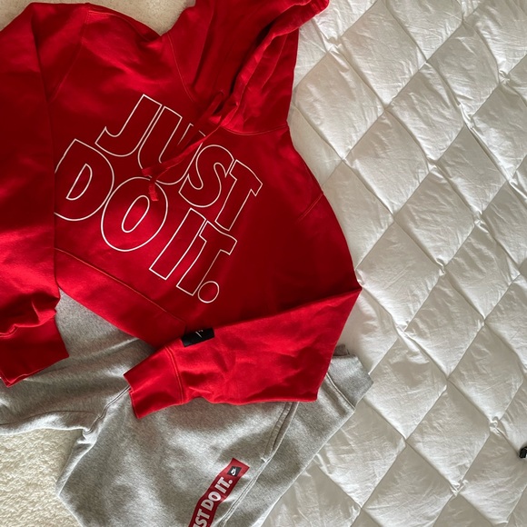 Nike | Other | Nike Just Do It Red With White Logo And Grey Sweat Pants ...